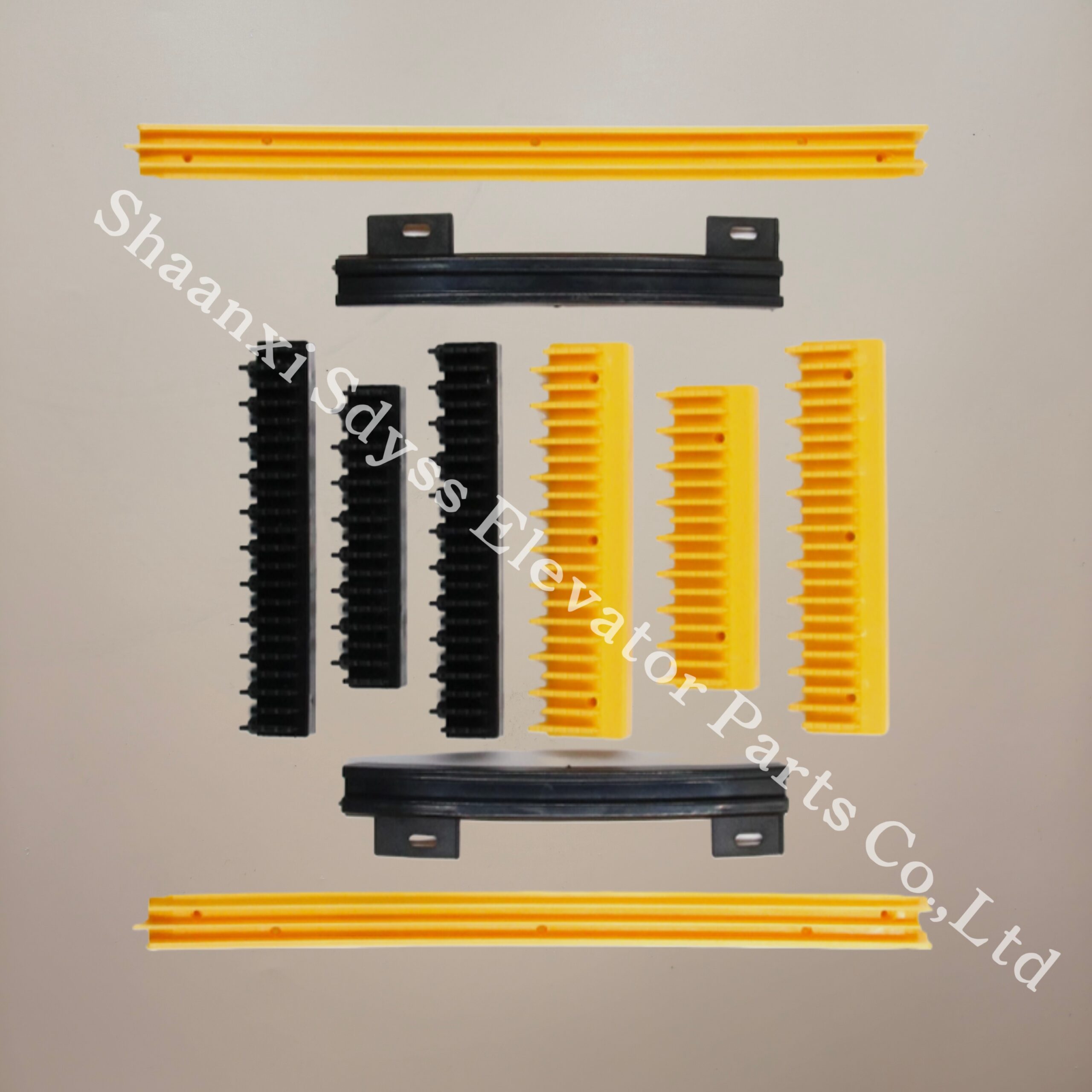 Escalator step frame tread QSTJ.0a101 - 108, yellow - and - black comb ...